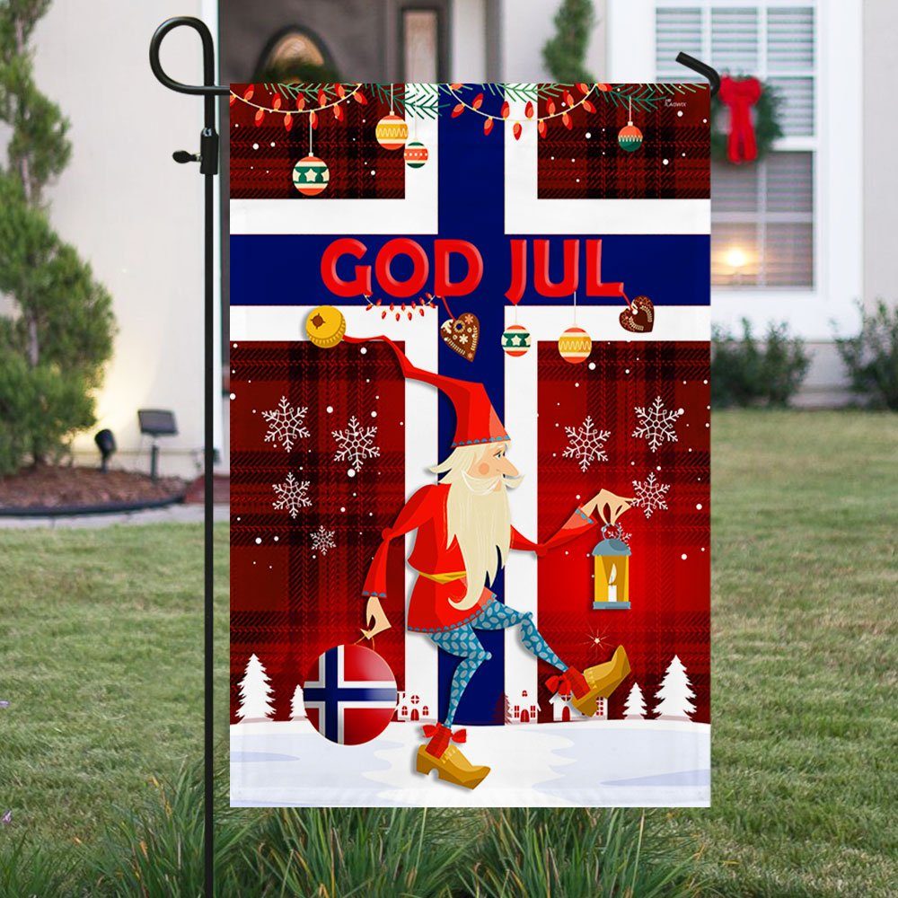 Norway Tomte Gnome God Jul Norwegian Flag MLN806F – Flagwix