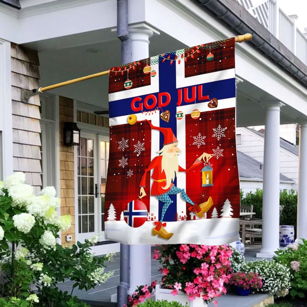 Norway Tomte Gnome God Jul Norwegian Flag MLN806F – Flagwix