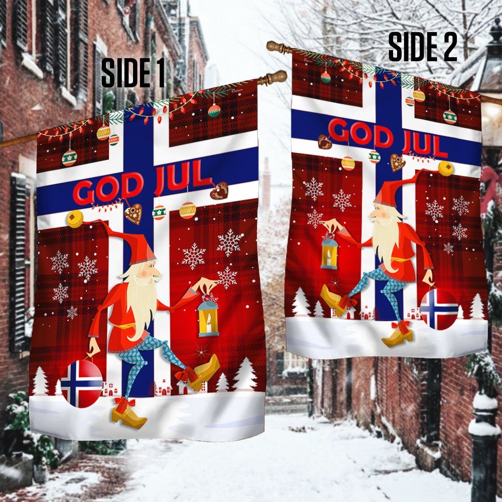 Norway Tomte Gnome God Jul Norwegian Flag MLN806F – Flagwix