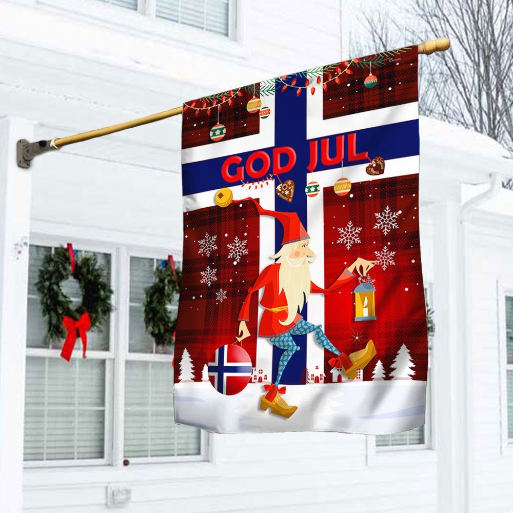 Norway Tomte Gnome God Jul Norwegian Flag MLN806F – Flagwix
