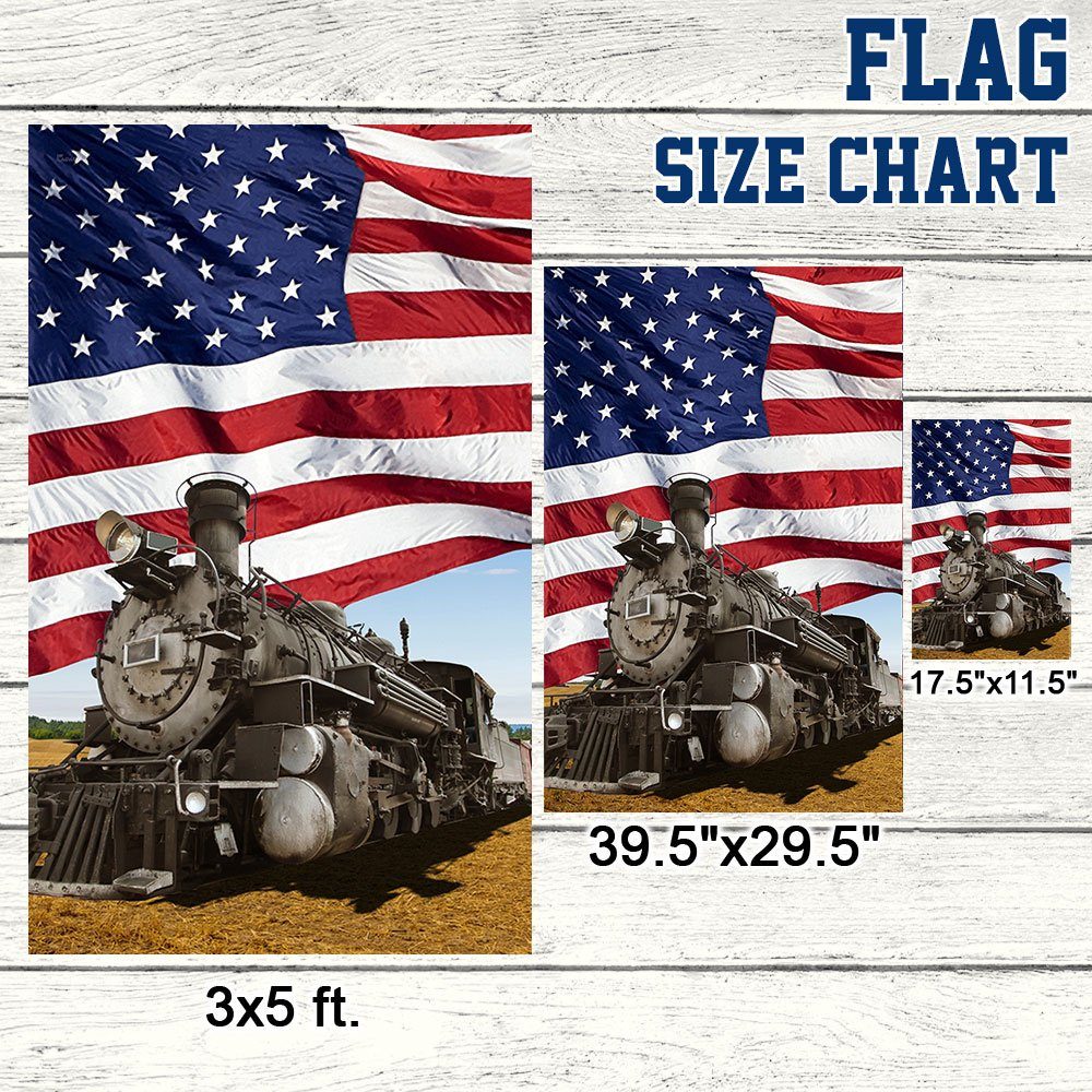 Old Steam Train Steam Railroad American Flag MLN433F – Flagwix