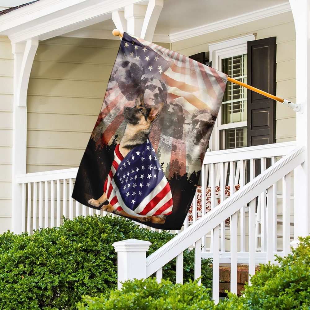 Patriotic German Shepherd With Mount Rushmore Flag – Flagwix