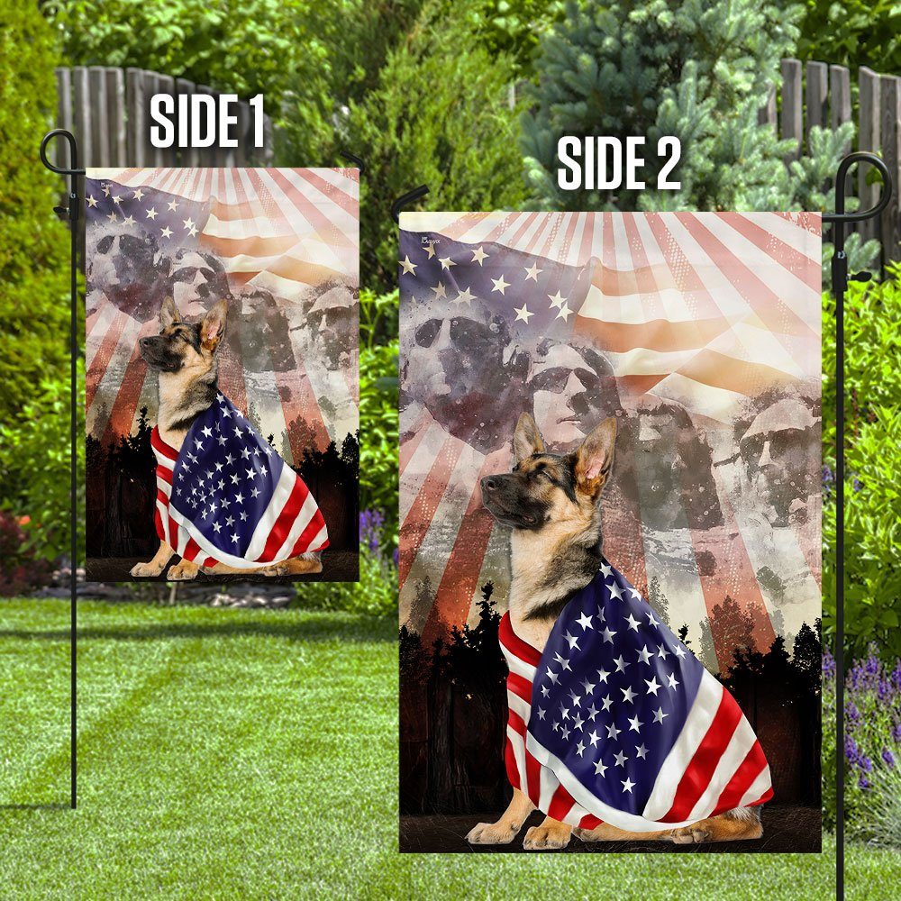 Patriotic German Shepherd With Mount Rushmore Flag – Flagwix