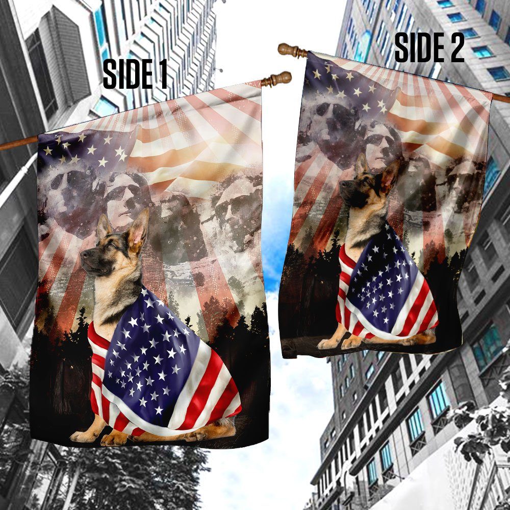 Patriotic German Shepherd With Mount Rushmore Flag – Flagwix