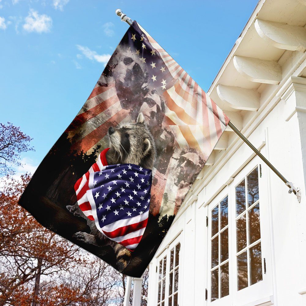 Patriotic Raccoon With Mount Rushmore Flag – Flagwix
