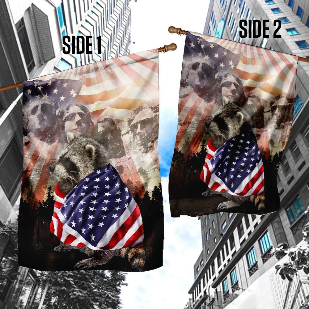 Patriotic Raccoon With Mount Rushmore Flag – Flagwix