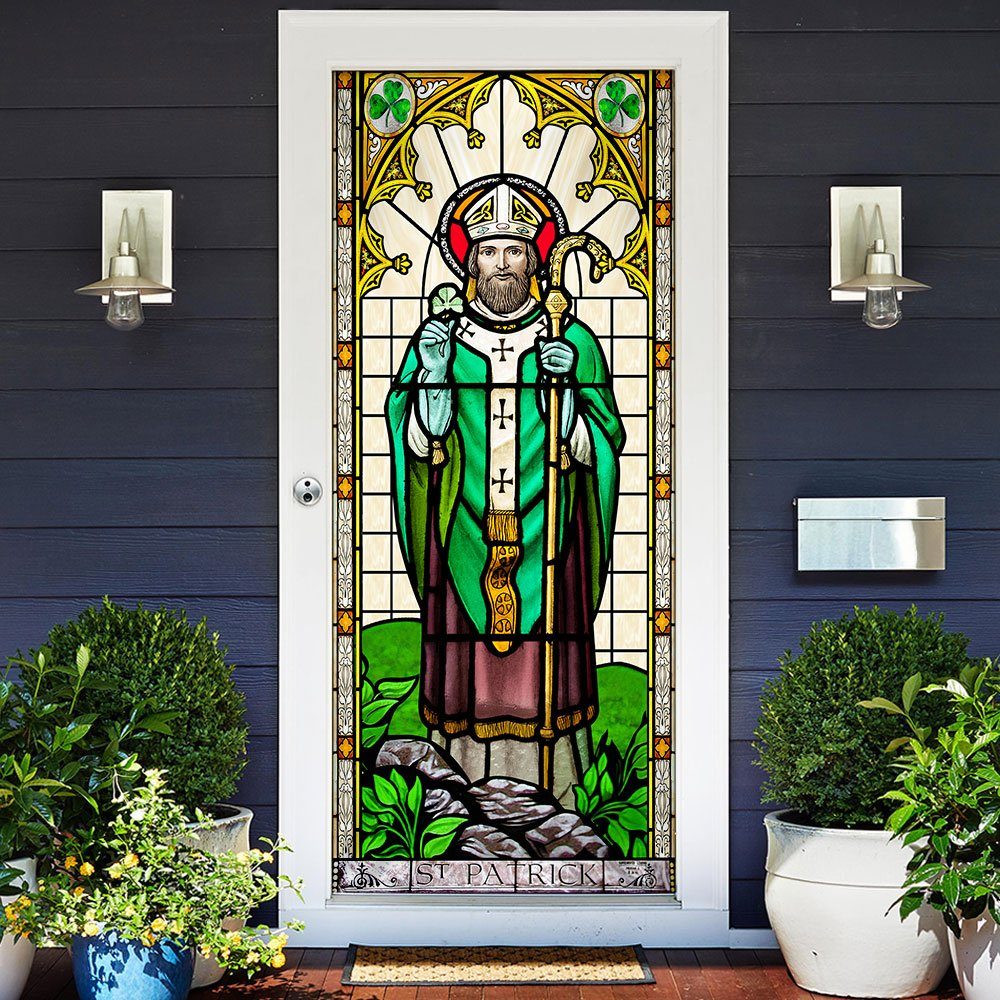 Patron Saint Of Ireland Stained Glass Door Cover – Flagwix