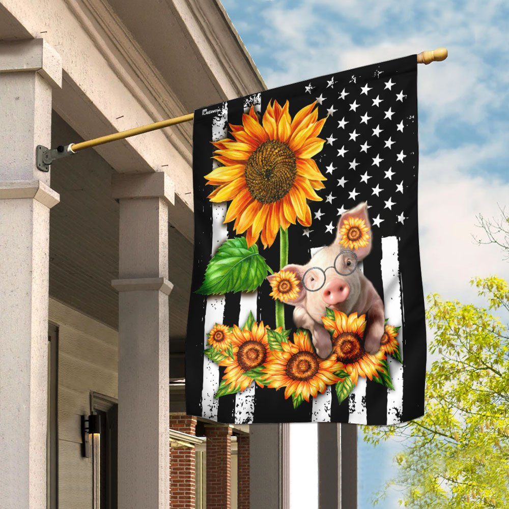 Pig Sunflower American Flag – Flagwix