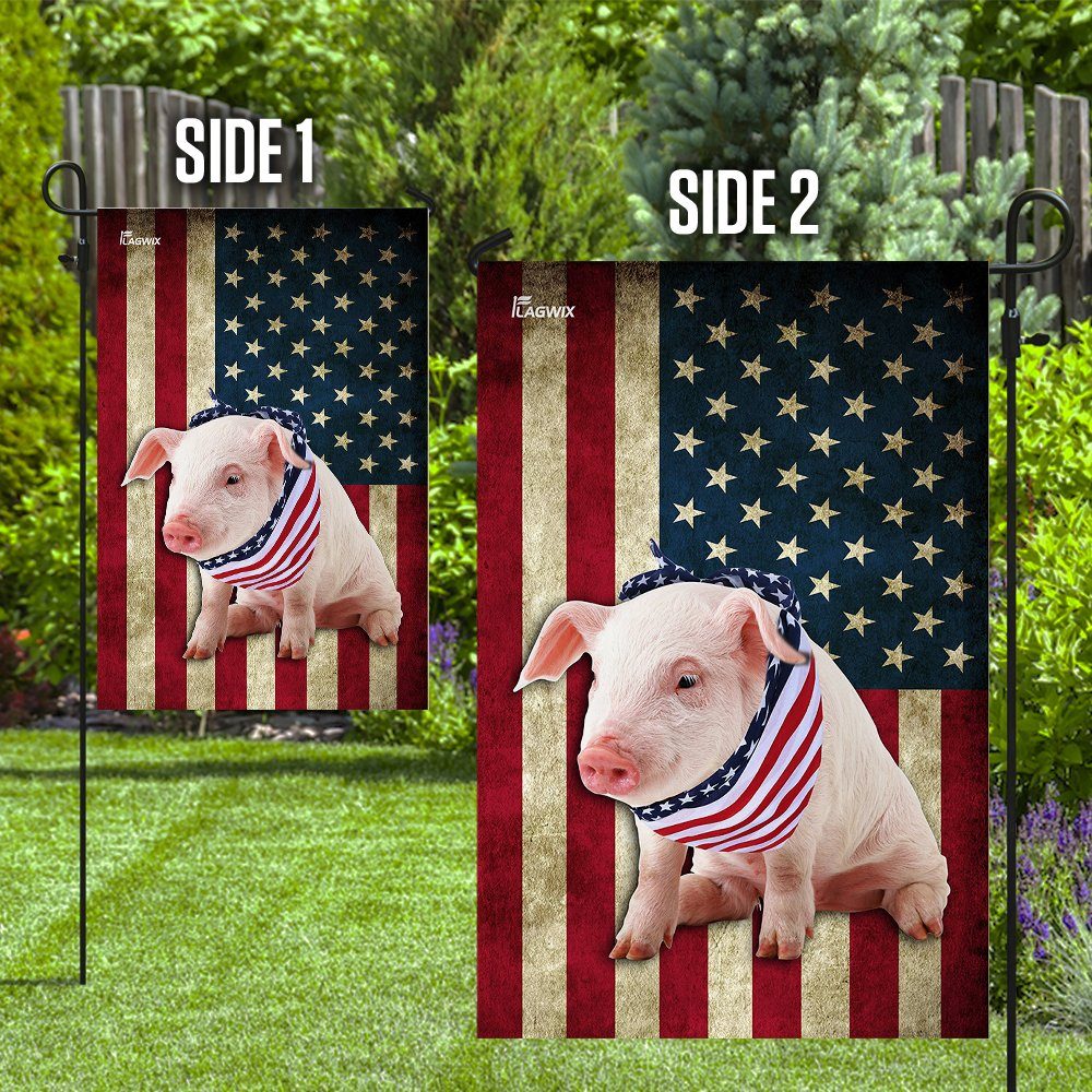 Pig Wearing Bandana American Flag - Flagwix