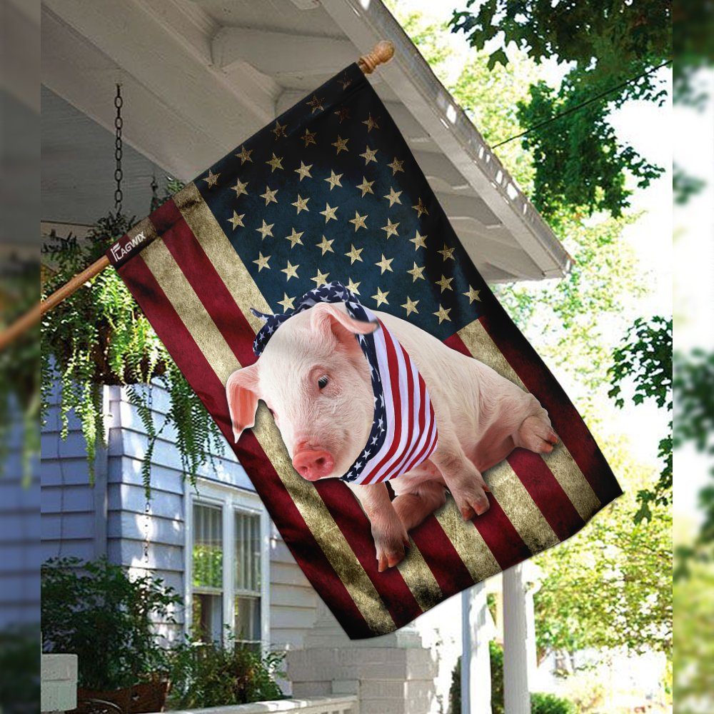 Pig Wearing Bandana American Flag – Flagwix
