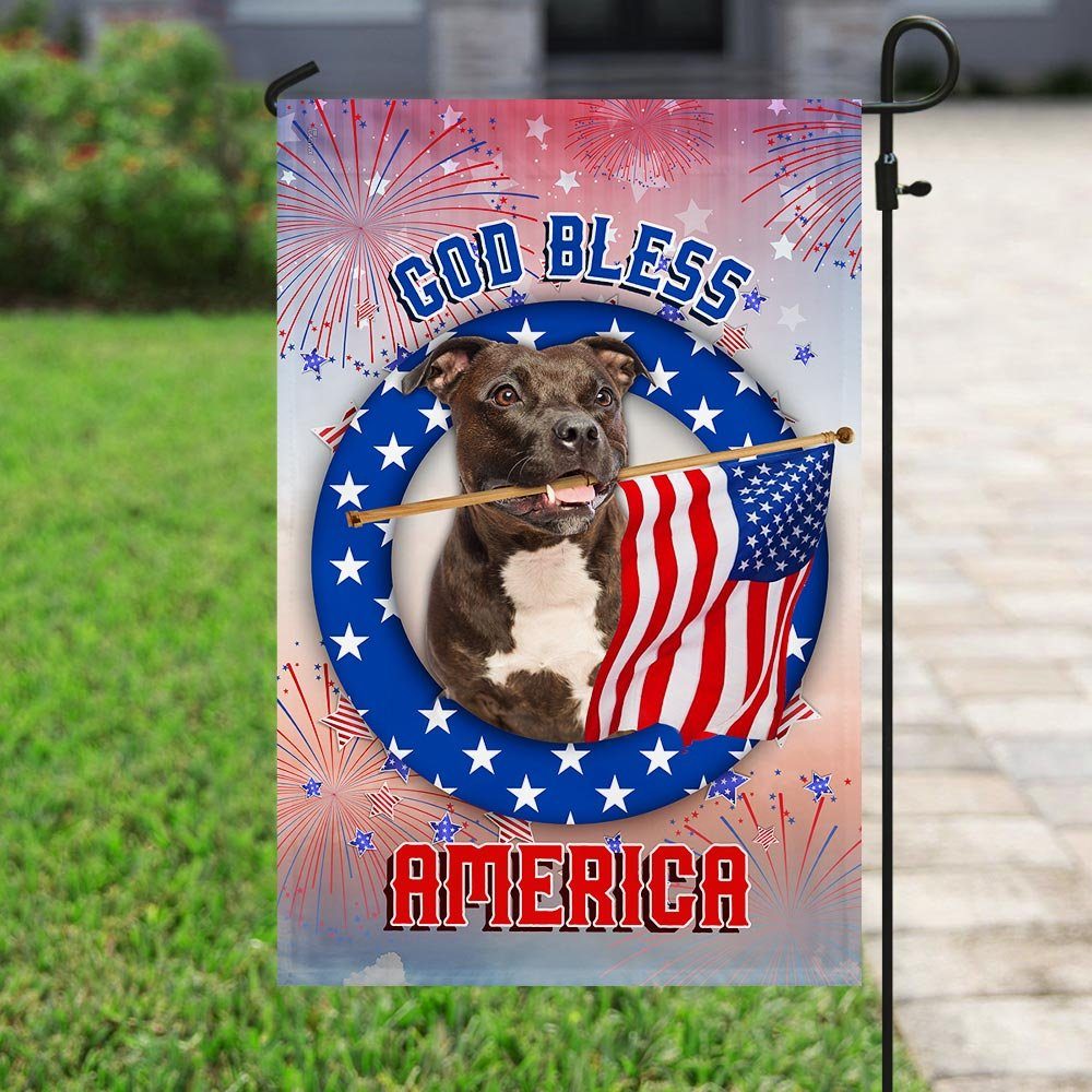Pitbull God Bless America Independence Day Flag - Flagwix