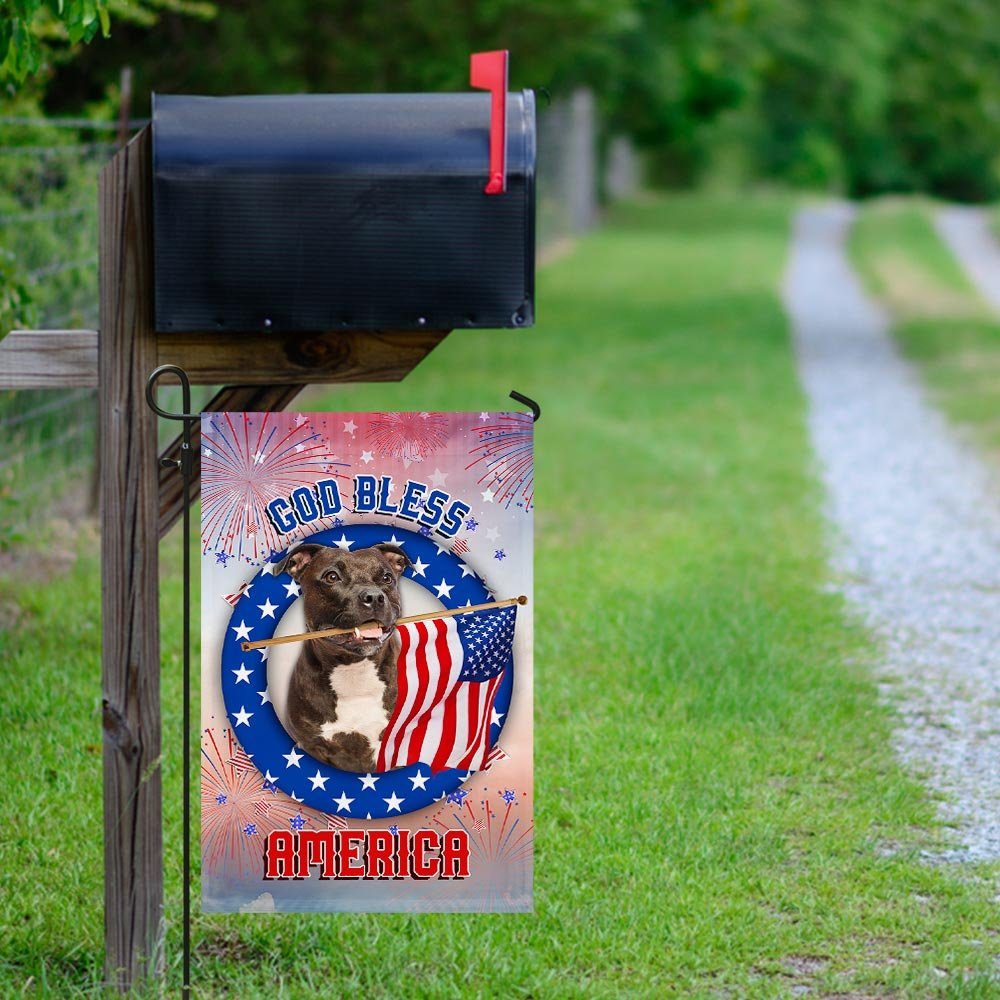 Pitbull God Bless America Independence Day Flag - Flagwix