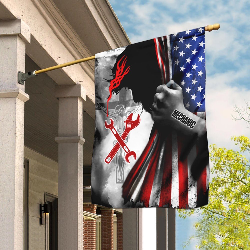 Proud Mechanic Jesus Christ Flag - Flagwix