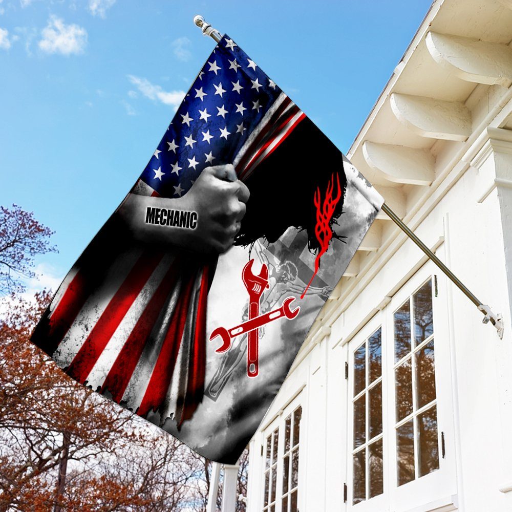Proud Mechanic Jesus Christ Flag - Flagwix