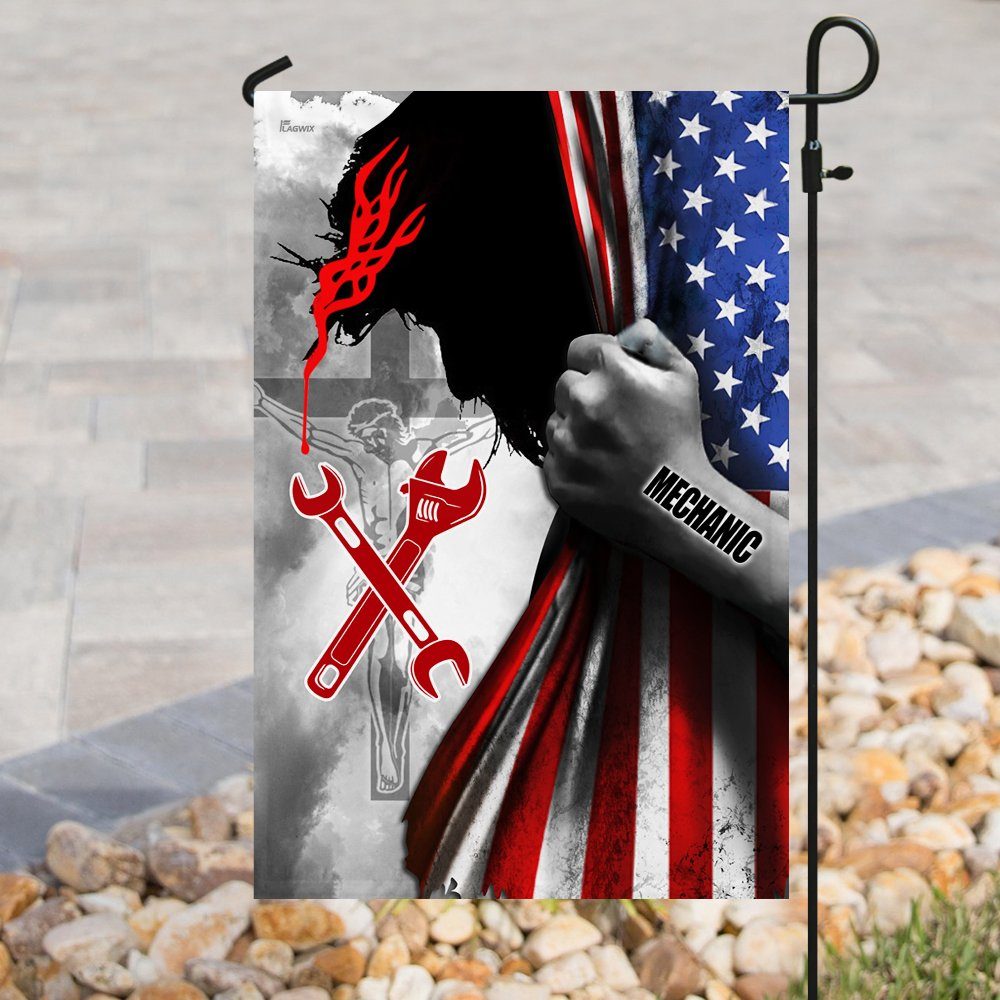 Proud Mechanic Jesus Christ Flag - Flagwix