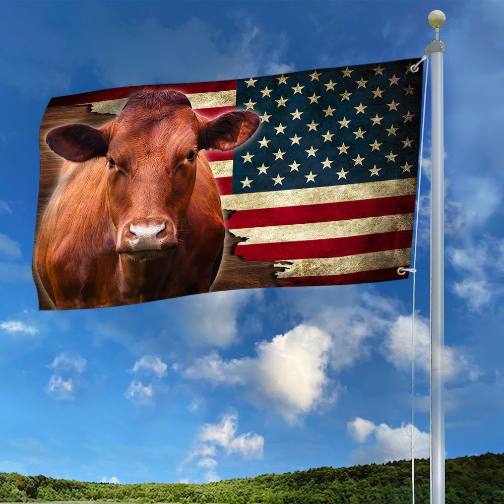 Red Angus Cattle American Grommet Flag MLN437GFv1 - Flagwix