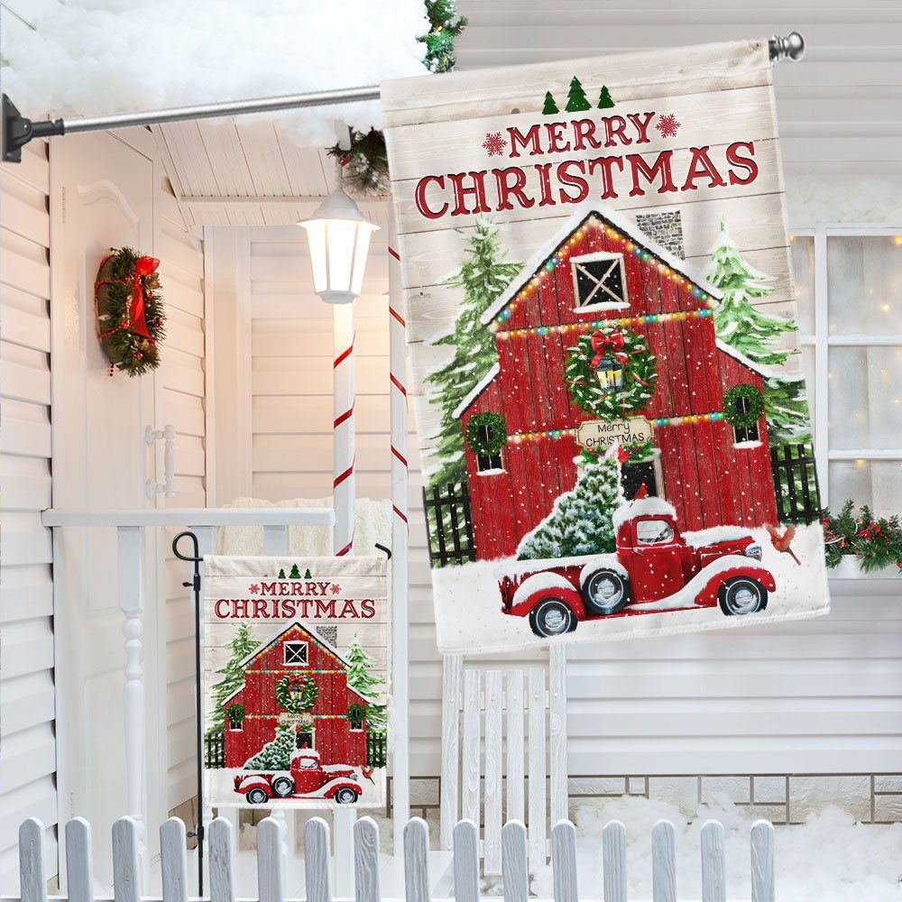 Red Barn Christmas Flag TQN598F – Flagwix