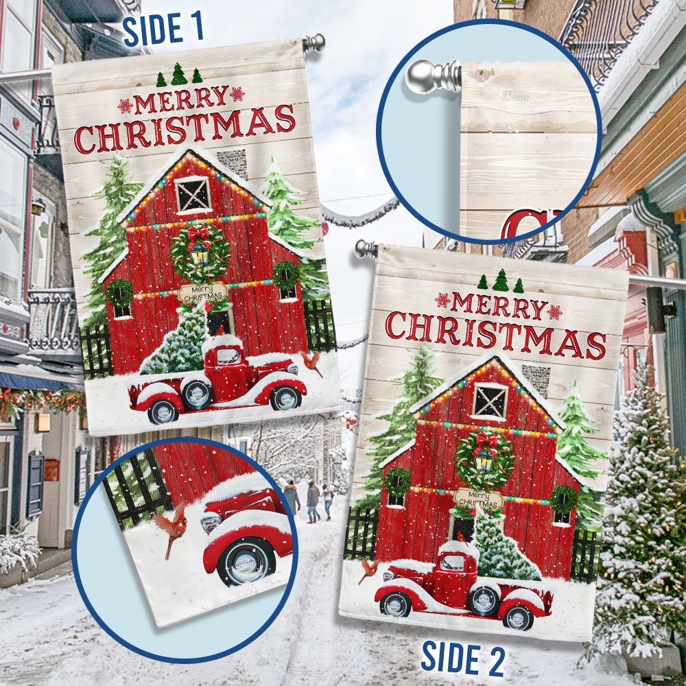 Red Barn Christmas Flag TQN598F – Flagwix