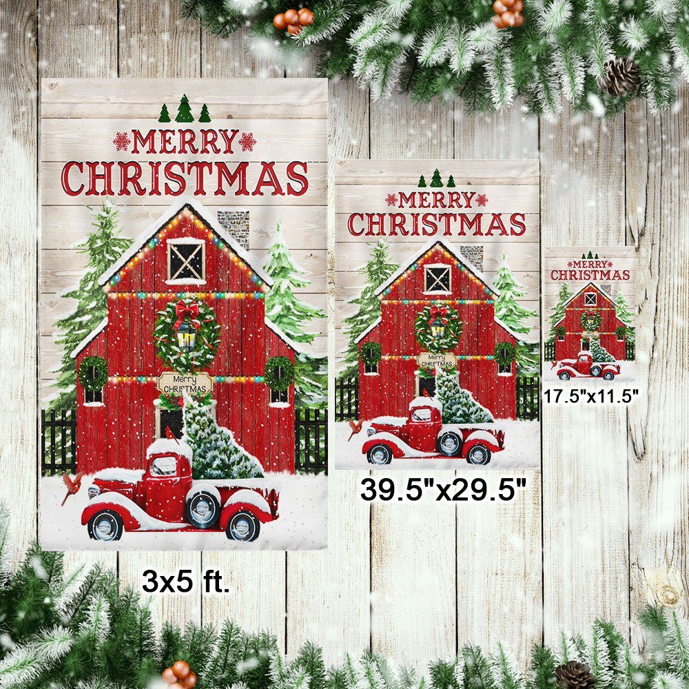 Red Barn Christmas Flag TQN598F – Flagwix