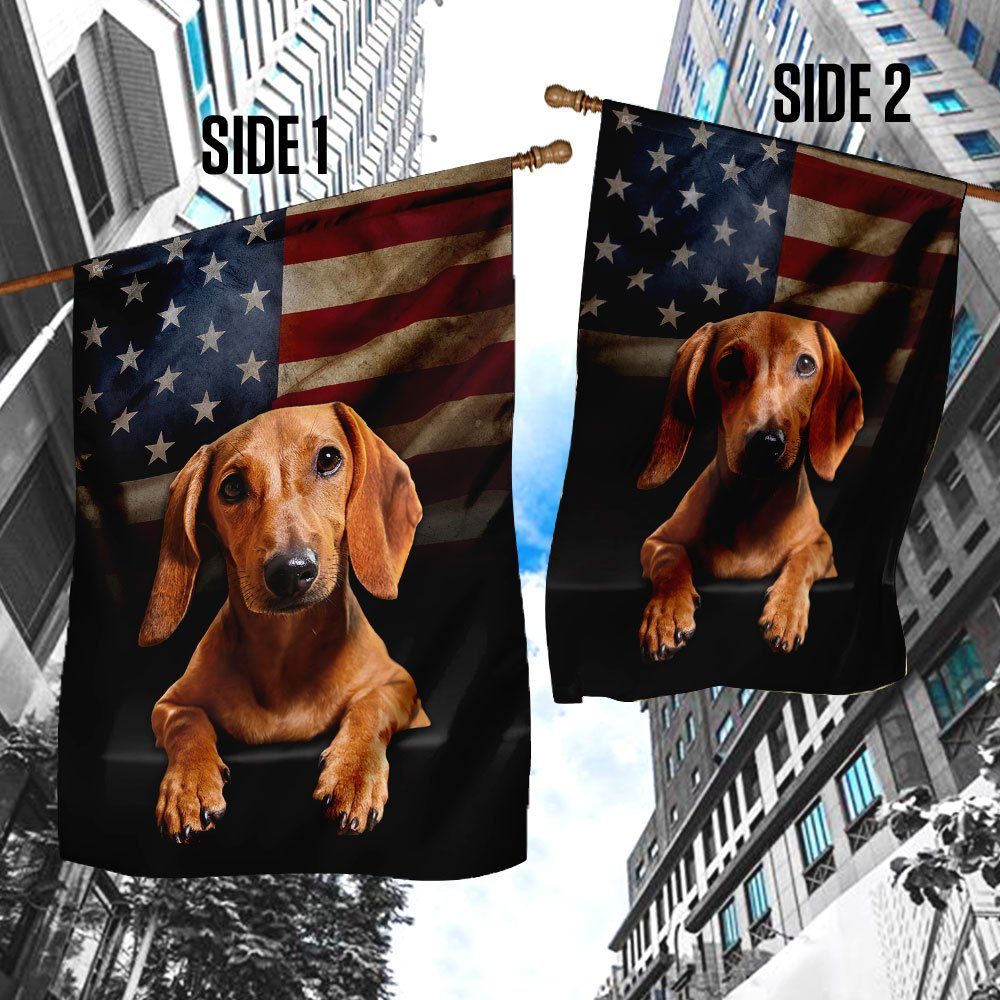 Red Dachshund American Flag - Flagwix
