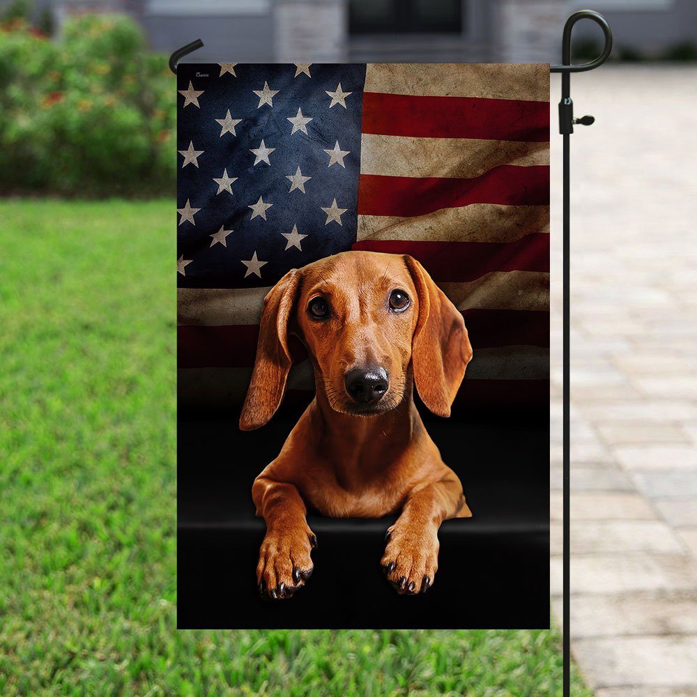 Red Dachshund American Flag - Flagwix