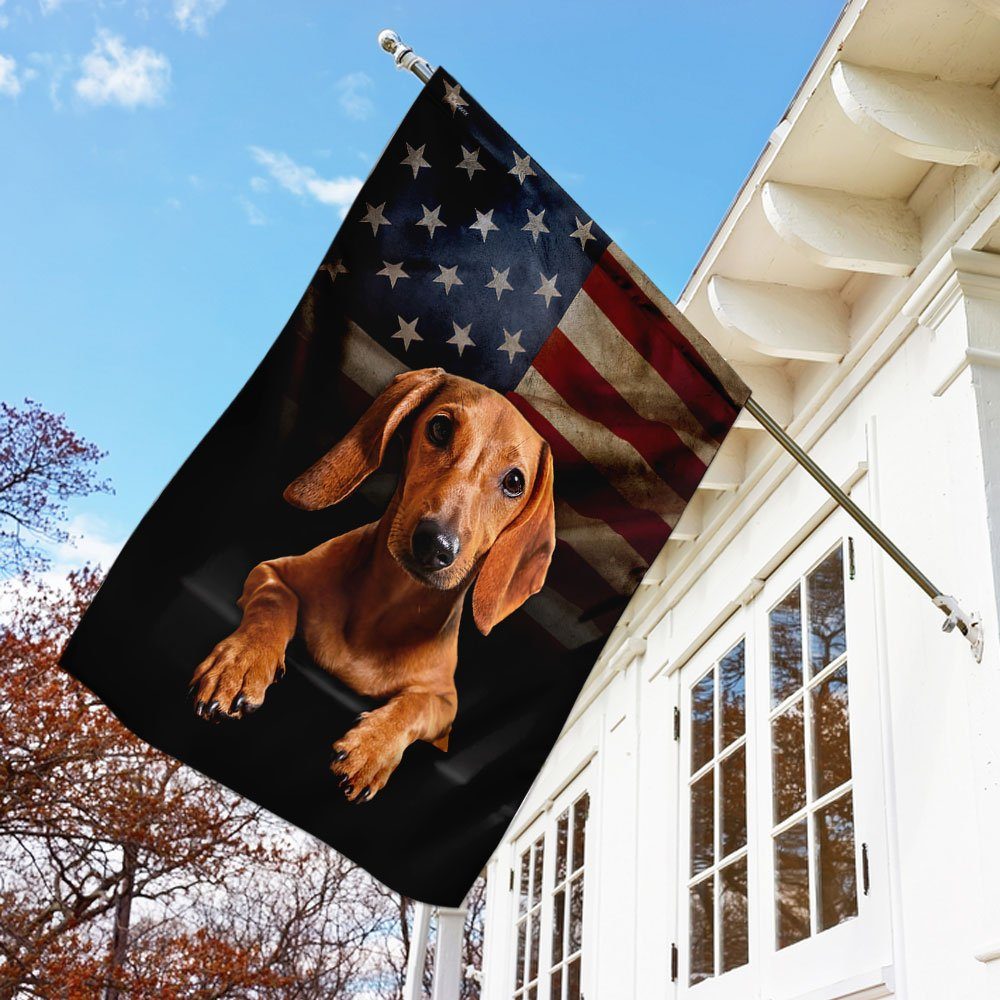 Red Dachshund American Flag - Flagwix
