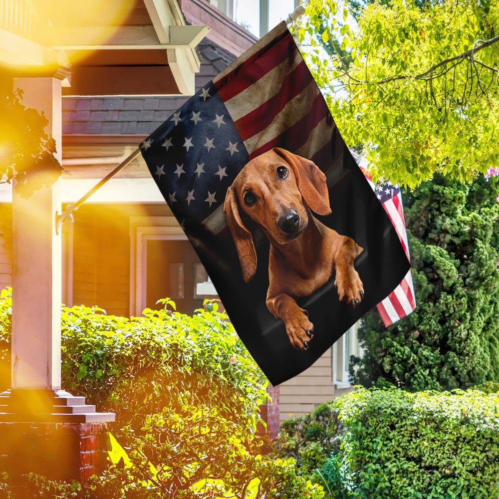 Red Dachshund American Flag - Flagwix