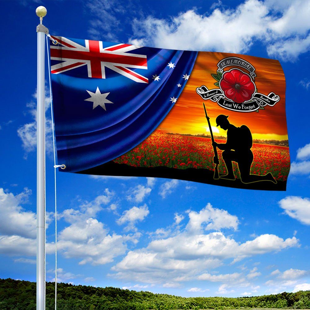Remembrance Day Flag Australian Veteran Grommet Flag TRL1497GF - Flagwix