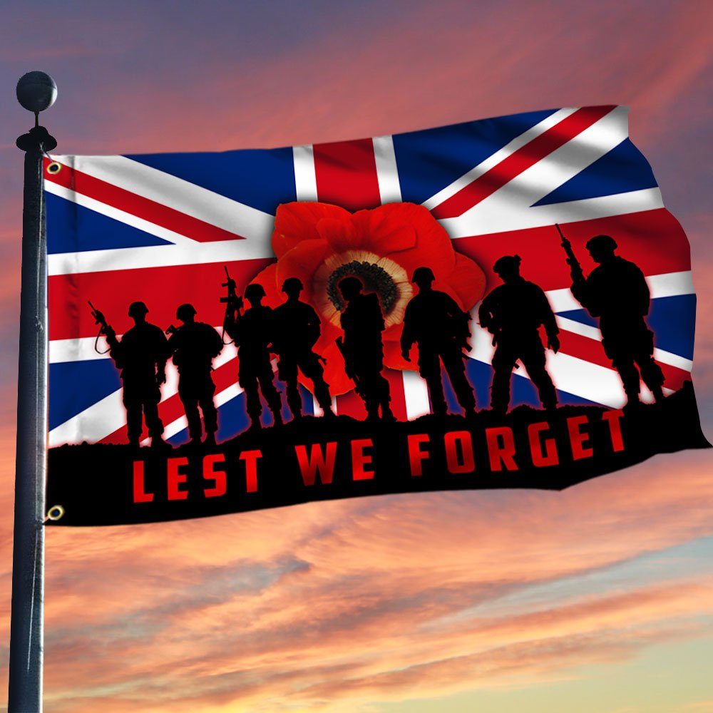 Remembrance Day Flag Lest We Forget UK Grommet Flag QNK866GF – Flagwix