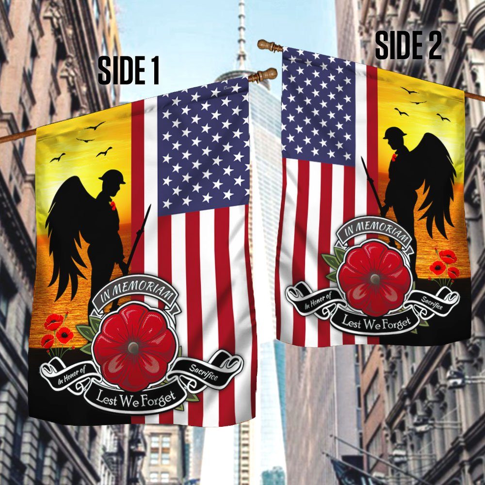 Remembrance Flag Poppy In Honor Of Sacrifice - Lest We Forget ...