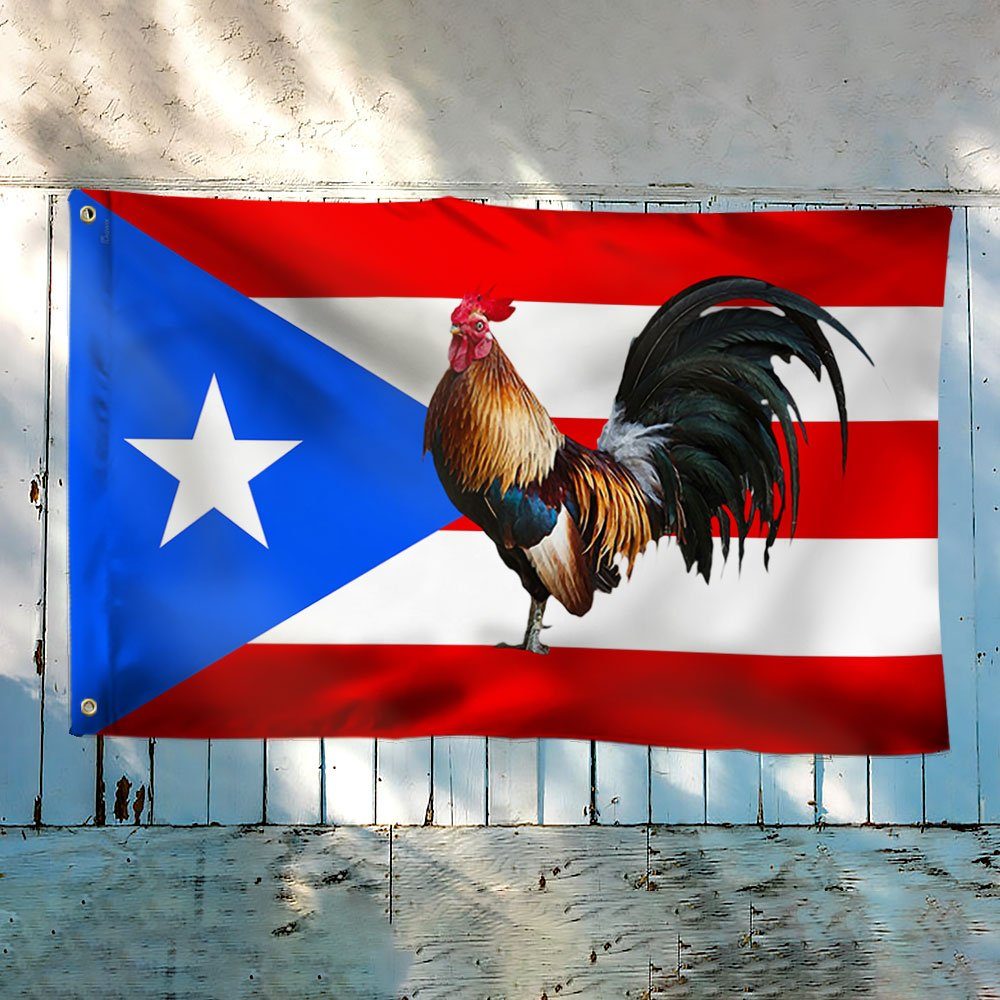 Rooster Puerto Rican Grommet Flag QNK1029GF – Flagwix