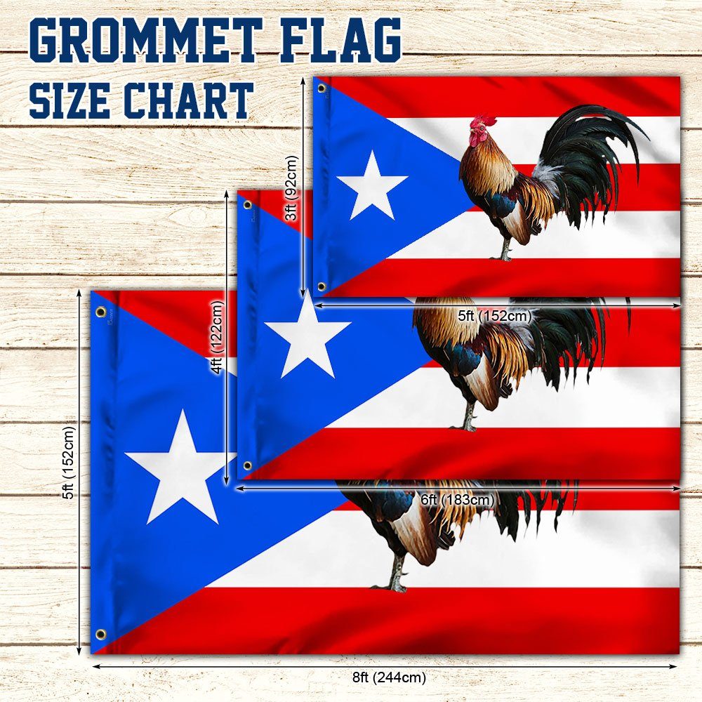 Rooster Puerto Rican Grommet Flag QNK1029GF – Flagwix