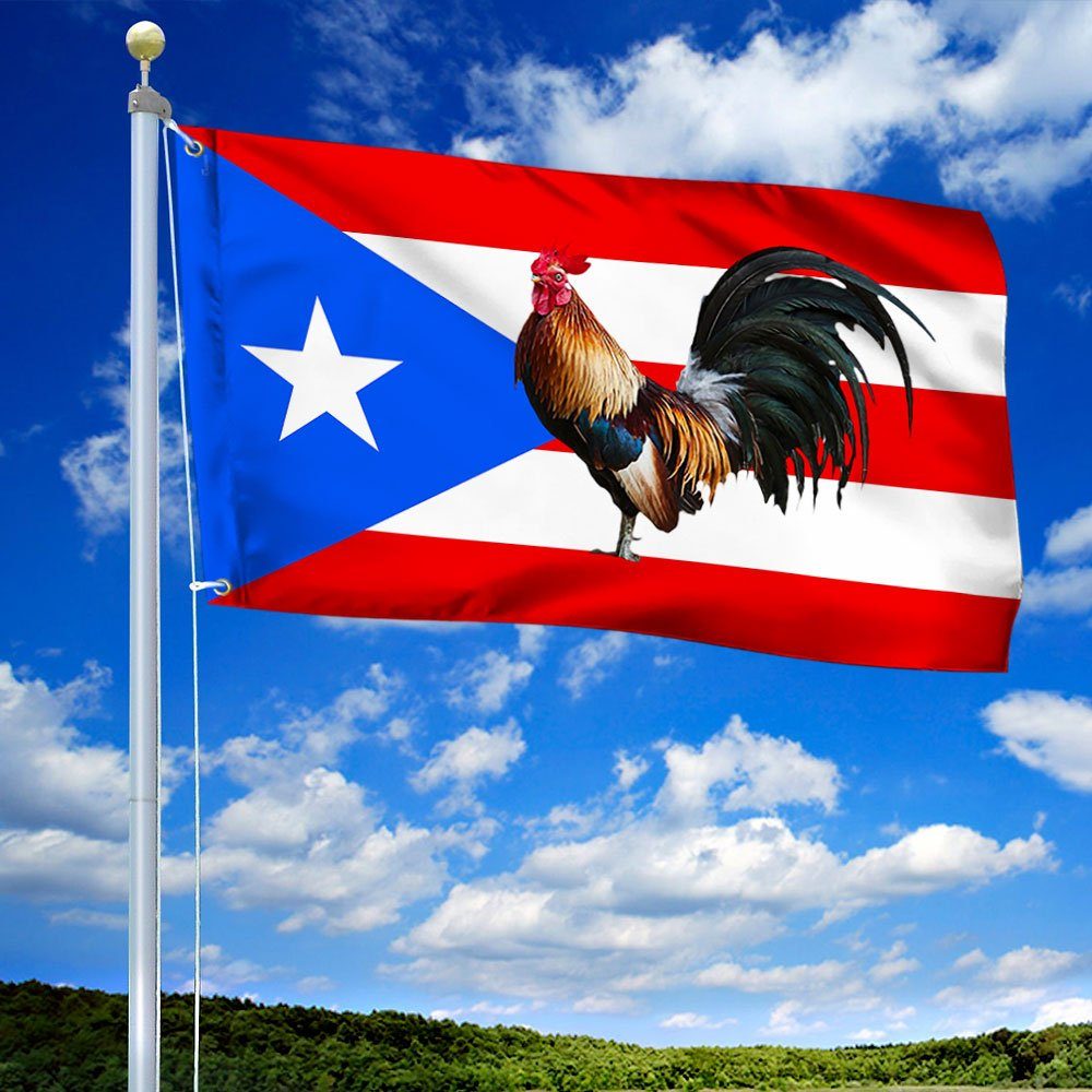 Rooster Puerto Rican Grommet Flag QNK1029GF – Flagwix