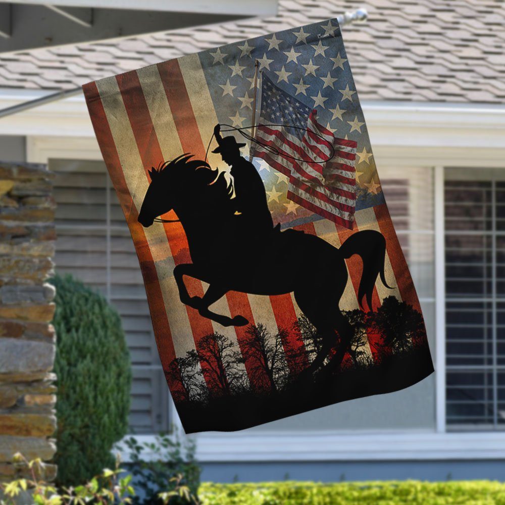 Roping Cowboy American Flag LNH032F – Flagwix