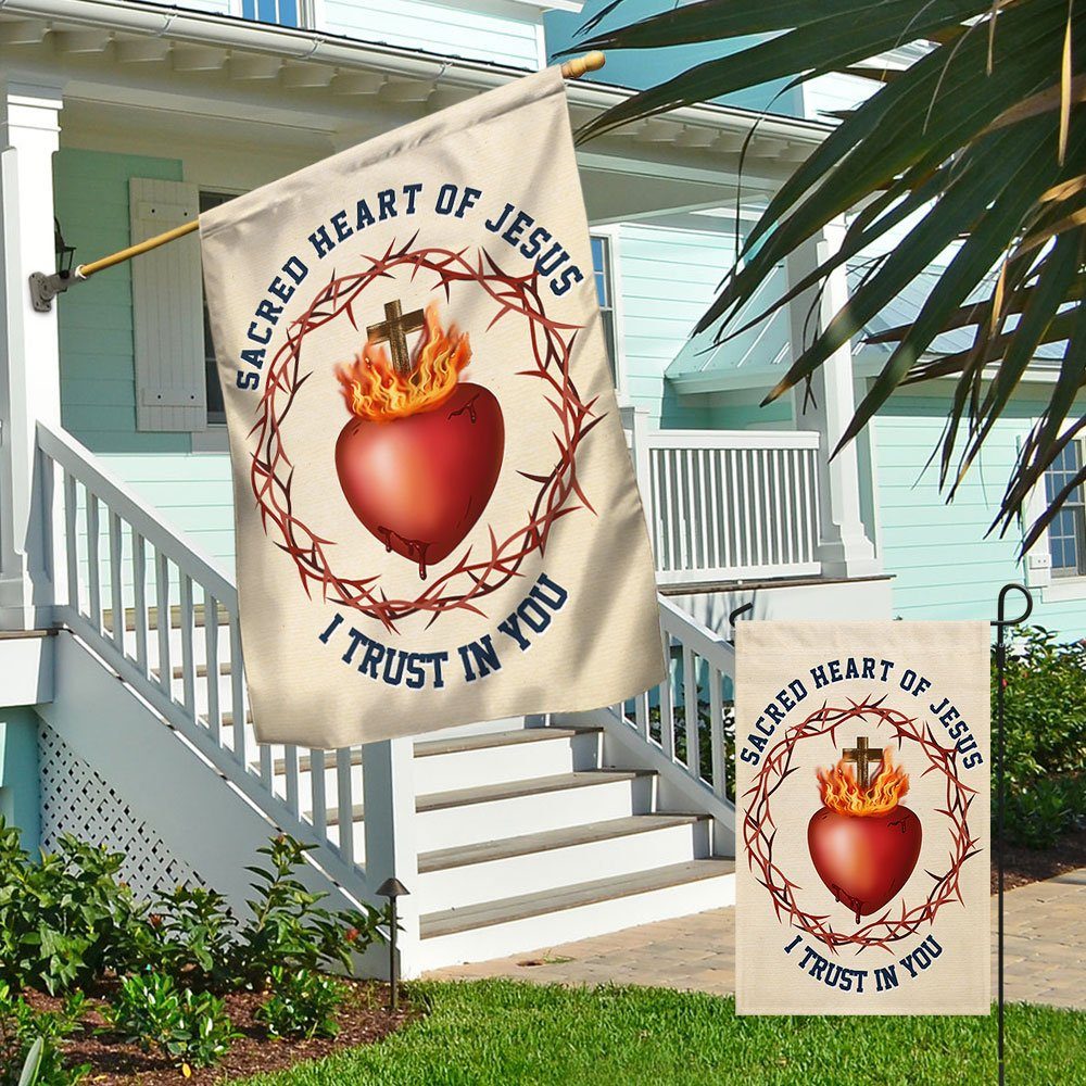 Sacred Heart Of Jesus I Trust In You Catholic Flag TQN1334F - Flagwix