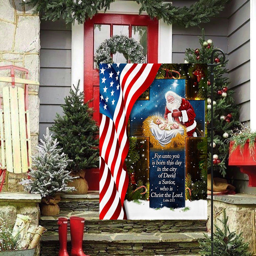 Santa Claus Flag For Unto You Is Born This Day In The City Christ The ...
