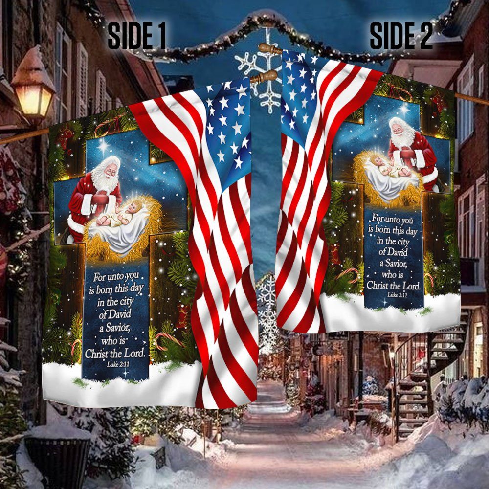 Santa Claus Flag For Unto You Is Born This Day In The City Christ The ...