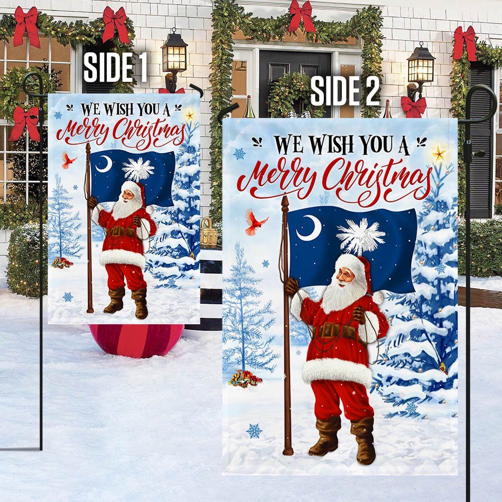 South Carolina Christmas Flag We Wish You A Merry Christmas Flag Santa ...