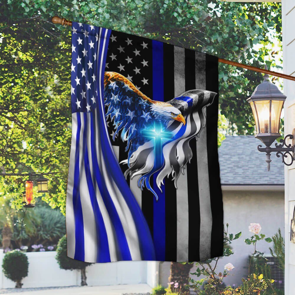 The Thin Blue Line Eagle With Christian Cross American Flag TPT930F ...