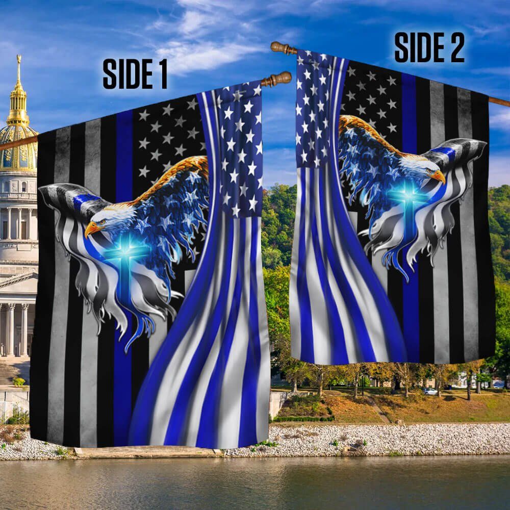 The Thin Blue Line Eagle With Christian Cross American Flag TPT930F ...