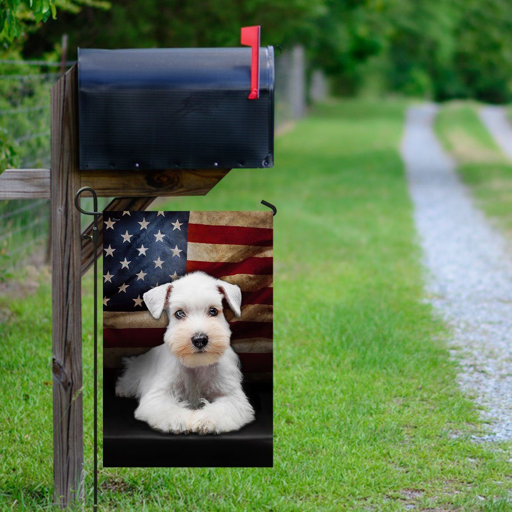 White Miniature Schnauzer American Flag Flagwix™ The US Schnauzer Flag ...