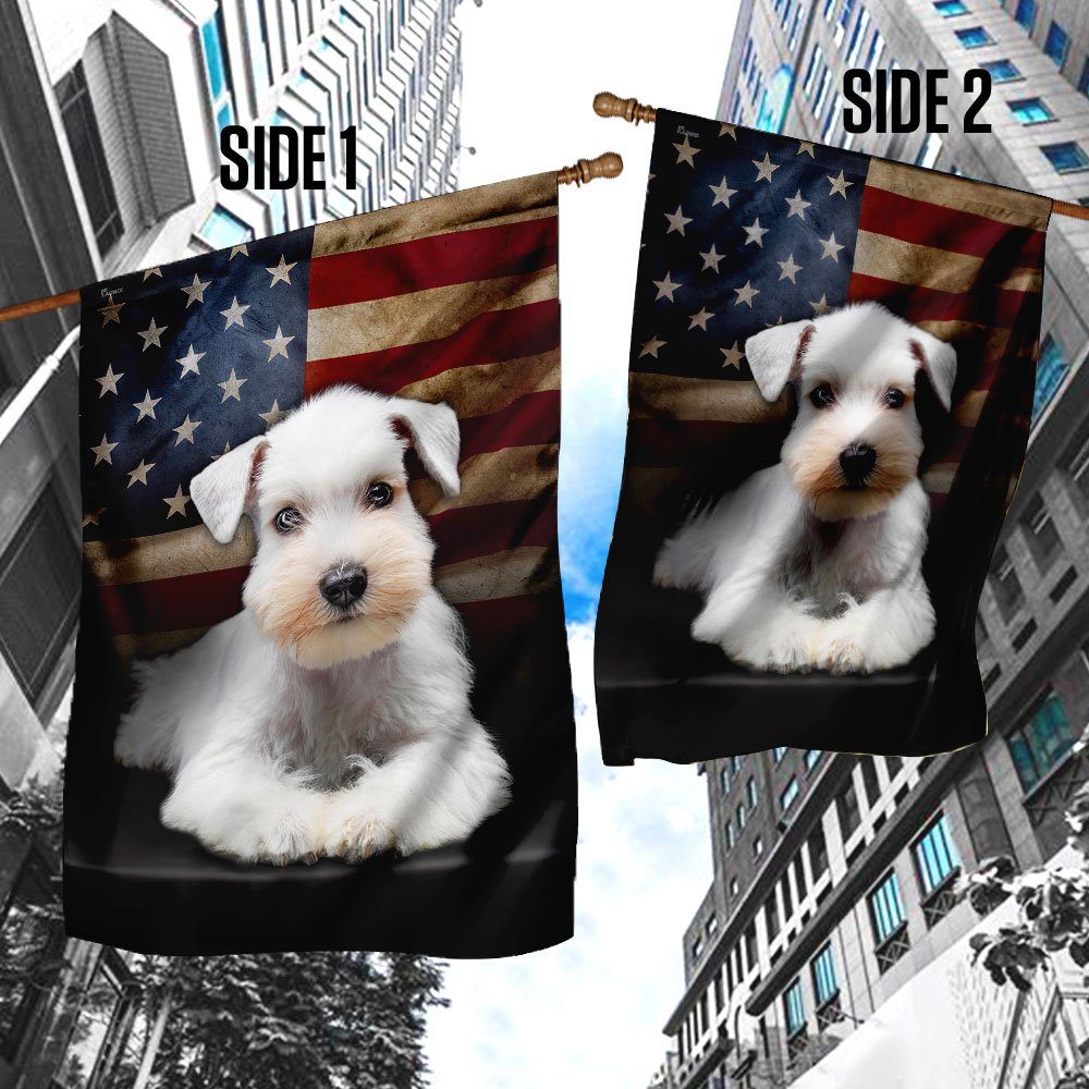 White Miniature Schnauzer American Flag Flagwix™ The US Schnauzer Flag ...