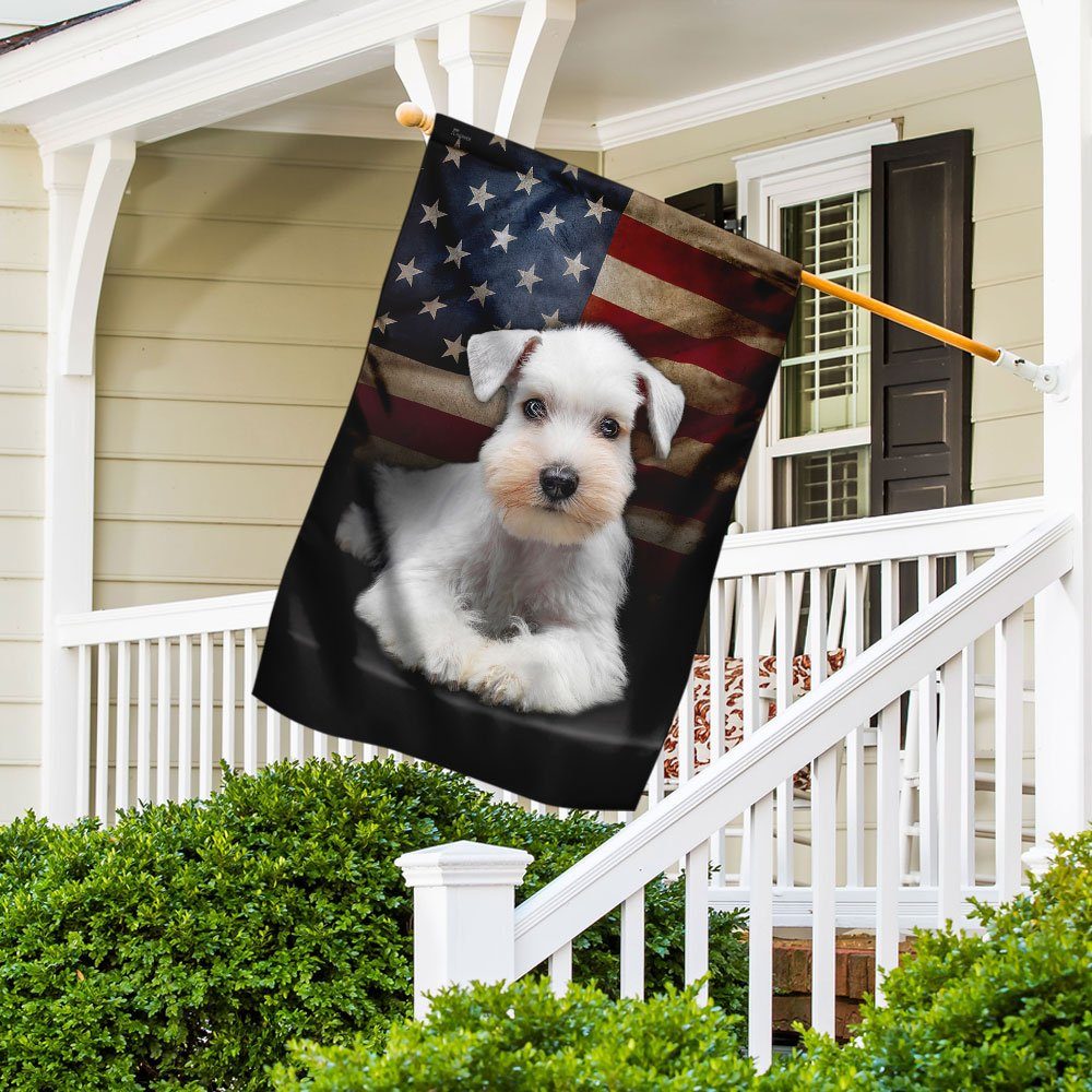 White Miniature Schnauzer American Flag Flagwix™ The US Schnauzer Flag ...