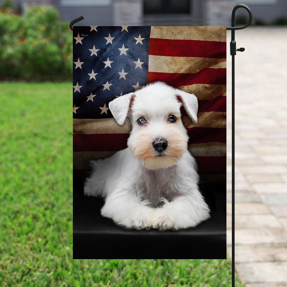 White Miniature Schnauzer American Flag Flagwix™ The US Schnauzer Flag ...
