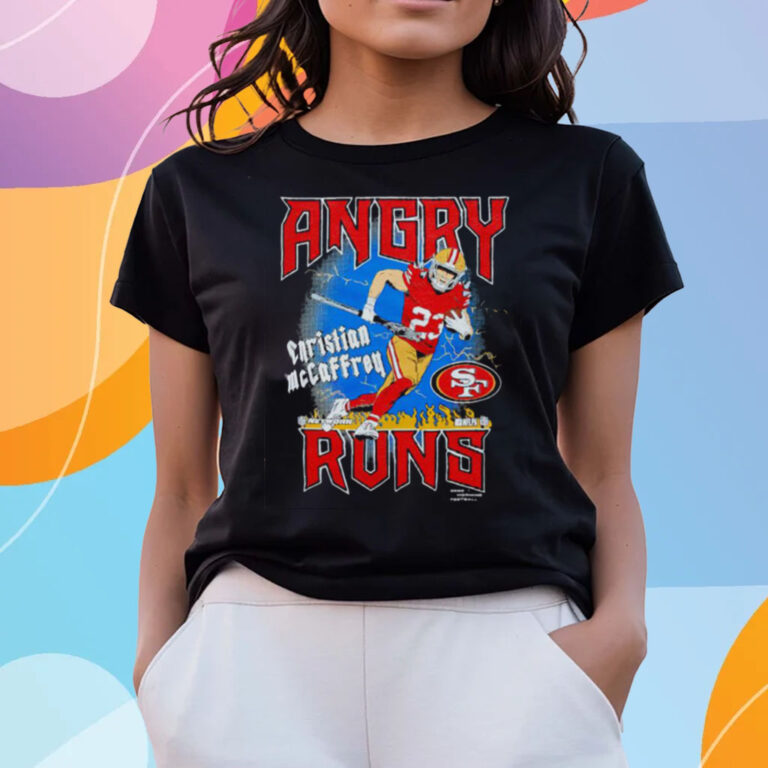 Angry runs San Francisco 49ers Christian McCaffrey T-shirt – Flagwix